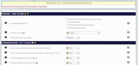 Call center quality assurance scorecard template - CYF