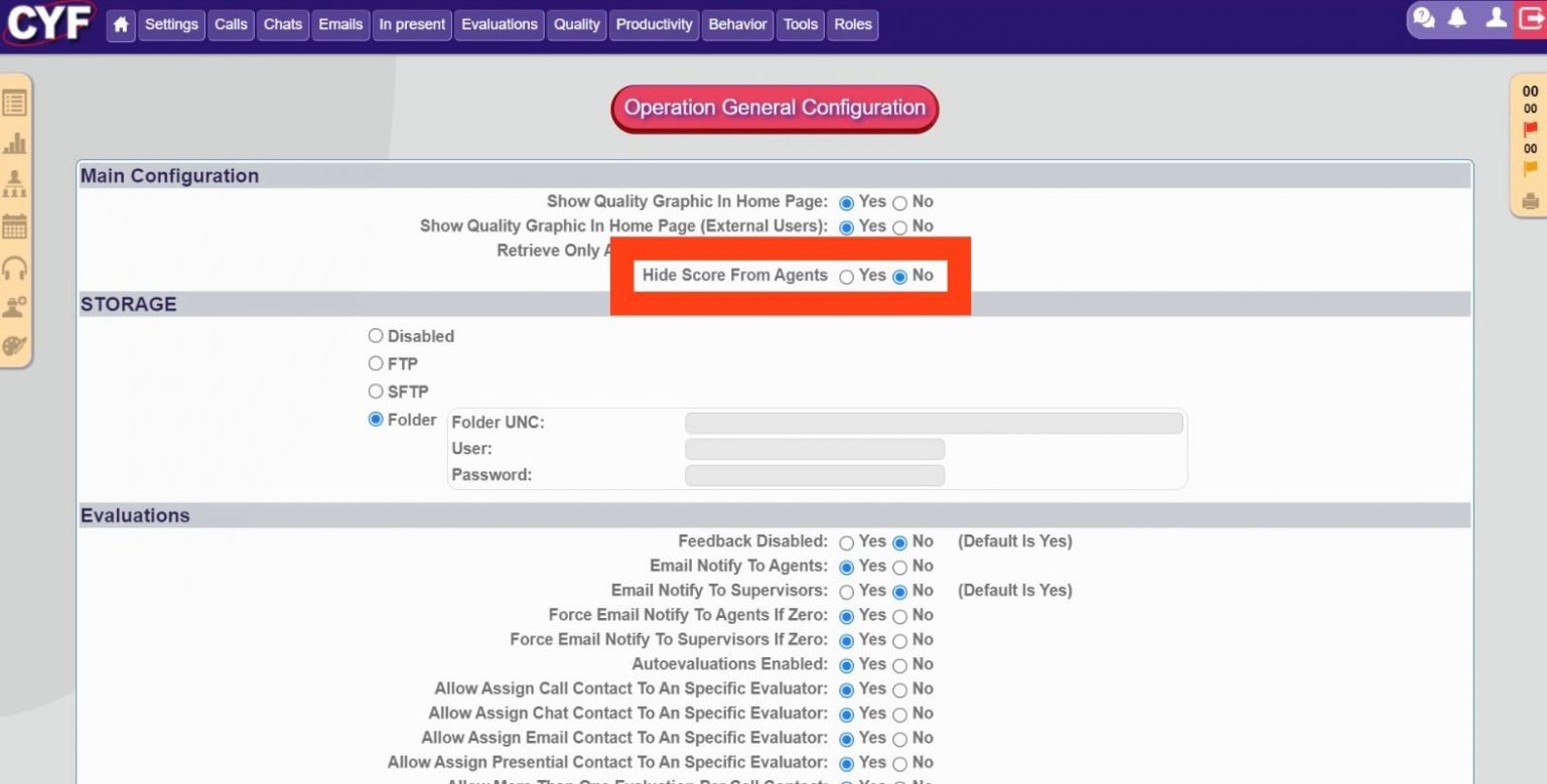Hide Score from Agents - CYF